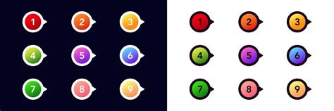Colorful Numbered Icons For Bullet Points In Lists And Step By Step