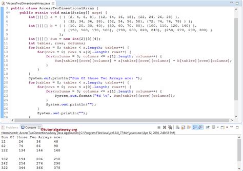 Multi Dimensional Array In Java