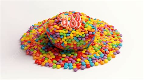 격리 된 흰색 배경에 축제 3d 그림을 좋아하는 30k와 화려한 무지개 사탕 초콜릿 볼 사탕 배경 설탕 사탕 배경 일러스트