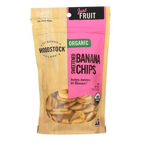 Woodstock Organic Banana Chips Sweetened 6 Oz Vitacost