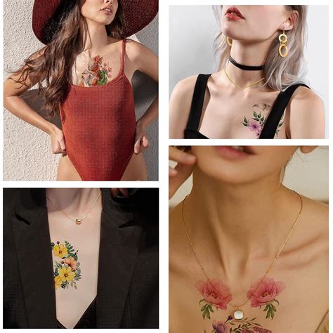 Roarhowl Extra Large Flower Temporary Tattoo For Women Waterproof