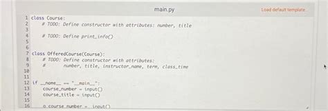 solved define a course base class with attributes number and