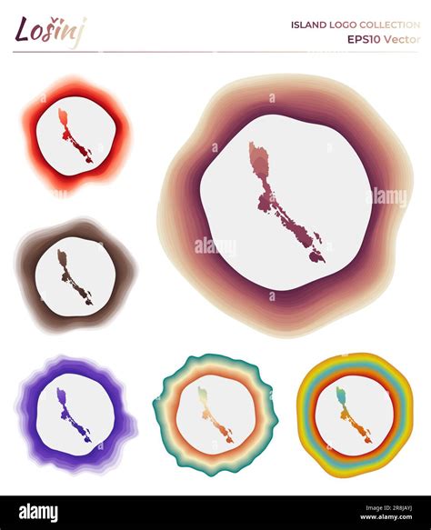 Losinj Logo Collection Colorful Badge Of The Island Layers Around