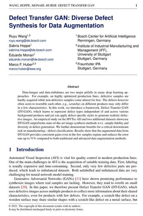 Pdf Defect Transfer Gan Diverse Defect Synthesis For Data Augmentation