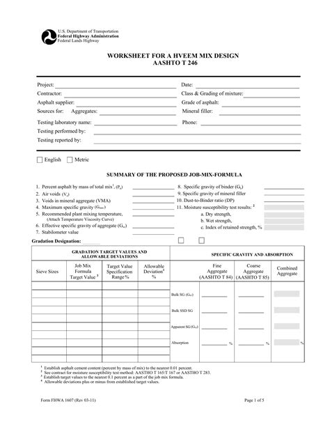 Form Fhwa 1607 ≡ Fill Out Printable Pdf Forms Online