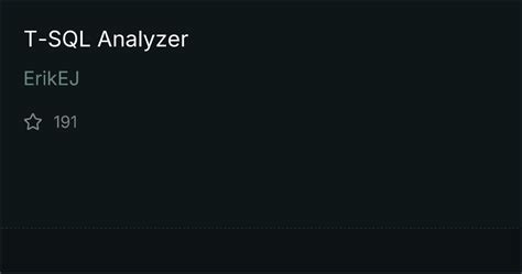 T Sql Analyzer Glama