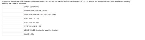 Solved Suppose In A Model We Have Data Cells Constant