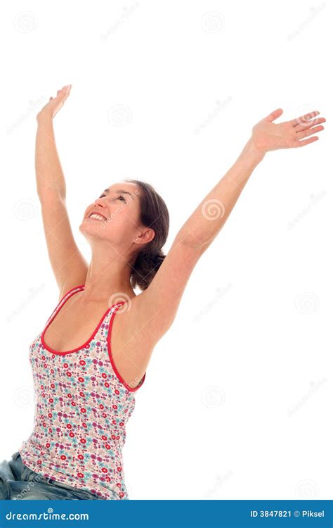 Woman With Arms Wide Open Stock Image Image Of Freedom 3847821
