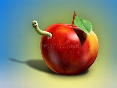 Juicy Red Apple A Delightful Snack For A Happy Worm