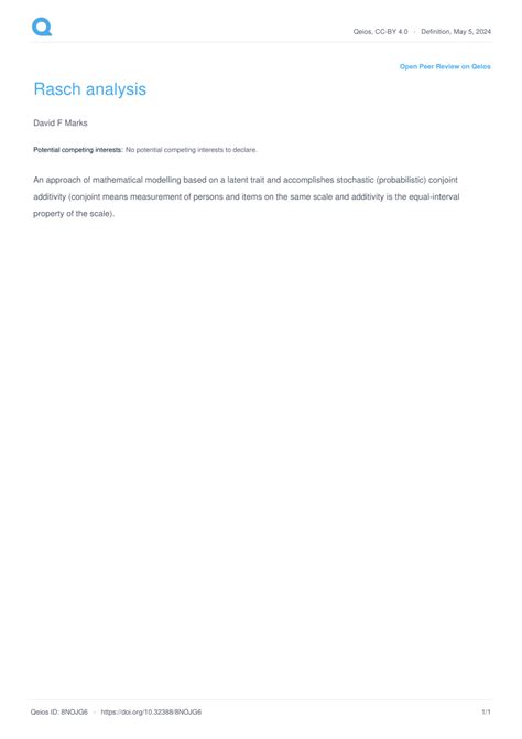 Pdf Rasch Analysis