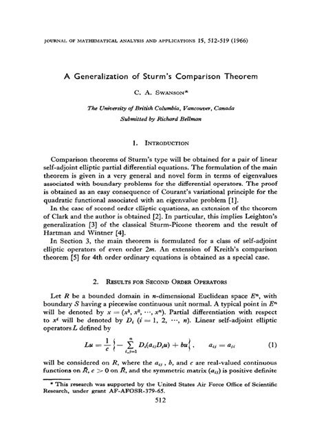 A Generalization Of Sturm S Comparison Theorem C A Swanson Pdf