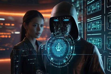 Premium Photo Futuristic Cybersecurity Protecting Virtual Databases
