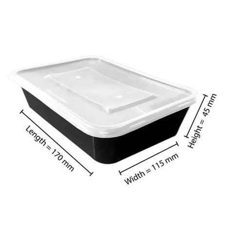 Transparent ML Plastic Rectangular Black Food Container Size Dimension X X MM At