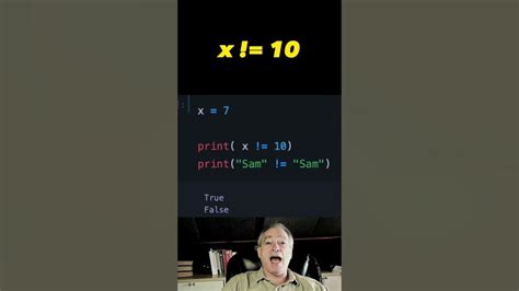 Not Equal Operator In Python 🐍 Shorts Youtube