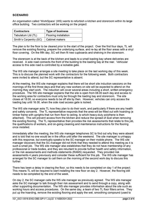 Health Safety Environment Hse Latest Question Paper Nebosh Ig1