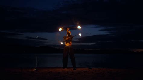 Stuntwoman Performing Tricks With Fire Fire Stock Footage Sbv 348537605