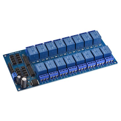 Uxcell Relay Module 16 Channel 24V Low Level Trigger Module Blue Relay Module Board For DSP PLC