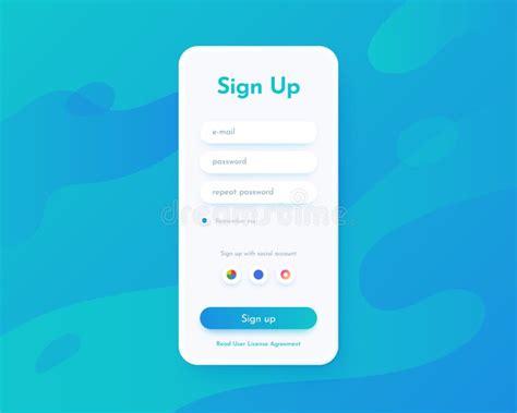 Sign Up Screen Mobile App Ui For Registration With Login And Password