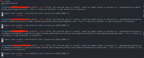 BUG The Inferred Type Of Octokit Cannot Be Named Without A
