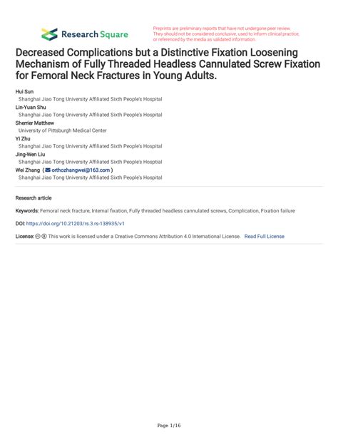Pdf Decreased Complications But A Distinctive Fixation Loosening