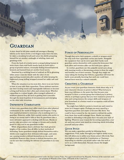 The Guardian Class V2 0 A True Tank Class For 5e Dandd R Unearthedarcana