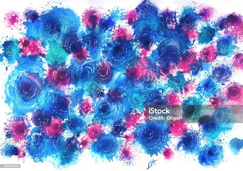 Sfondo Acquerello Astratto Da Macchie Con Motivo Concentrico Nei Colori Blu Viola E Rosa