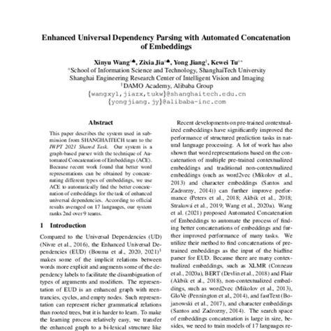 enhanced universal dependency parsing with automated concatenation of