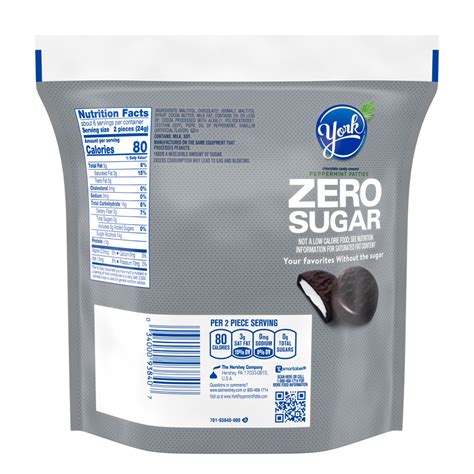 York Zero Sugar Dark Chocolate Candy Peppermint Patties 51 Oz Bag