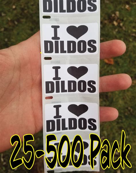 I Love Dildo Stickers 25 500 Pack Gag Sticker Joke Hard Hat Strap On My