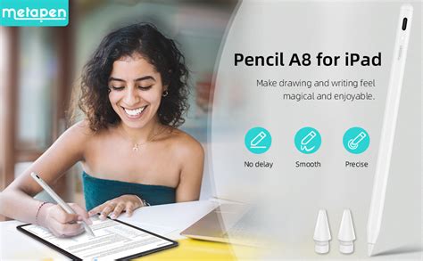 Metapen Pencil A8 for iPad 2018 2022 قلم ايباد 2X Faster Charge