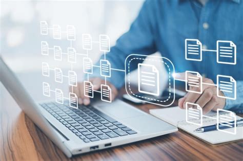 Concept De Gestion De Documents Homme D Affaires Utilisant Un