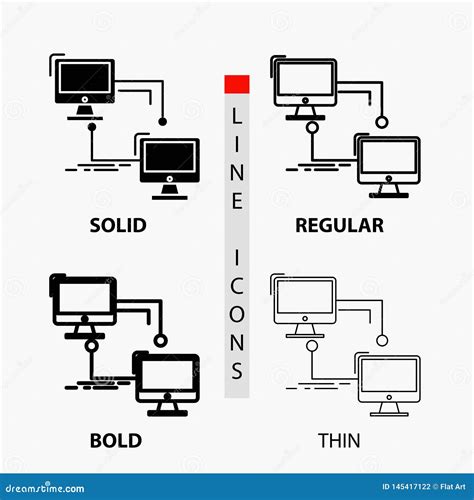 Local Lan Connection Sync Computer Icon In Thin Regular Bold Line And Glyph Style Vector