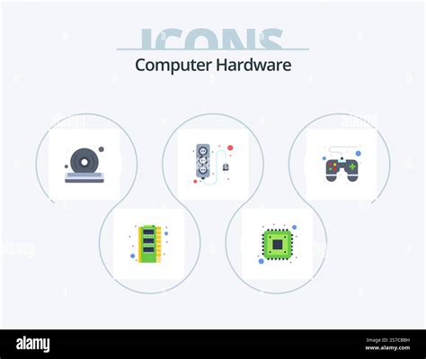 Computer Hardware Flat Icon Pack 5 Icon Design Game Pad Power Supply Disc Power Electronics