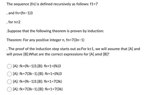 Solved The Sequence Fn Is Defined Recursively As Follows Chegg