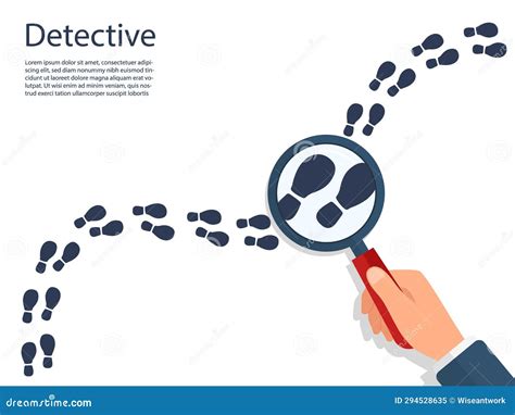 Tracking Footsteps With Hand Holding Magnifying Glass Detective