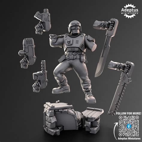 D Printable Commander Warden Regiment Imperial Guard By Adeptus Miniatures