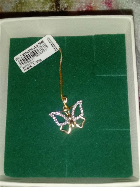 YES zawieszka wisiorek motyl złoto 585 cyrkonie 7752143573