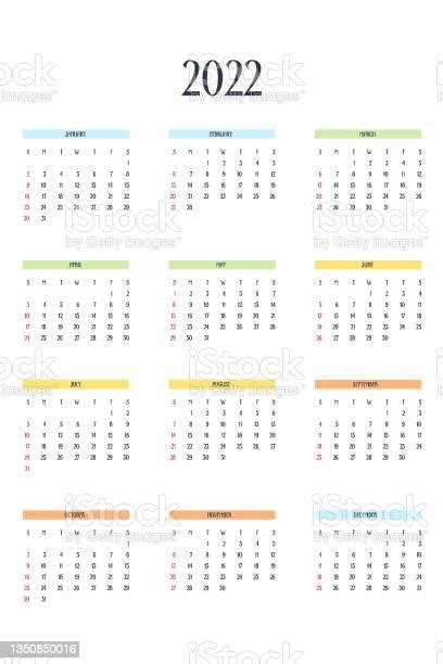 멀티 컬러 요소와 고전적인 엄격한 스타일의 2022 달력 템플릿 월간 달력 개별 일정 미니멀리즘 비즈니스 노트북에 대한 디자인을