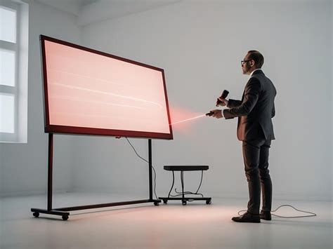 a presenter using a laser pointer on a screen premium ai generated image