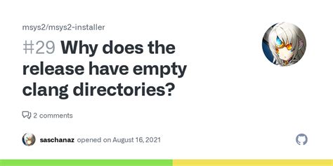Why Does The Release Have Empty Clang Directories · Issue 29 · Msys2