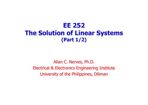 Lecture Linear Systems Ee The Solution Of Linear Systems