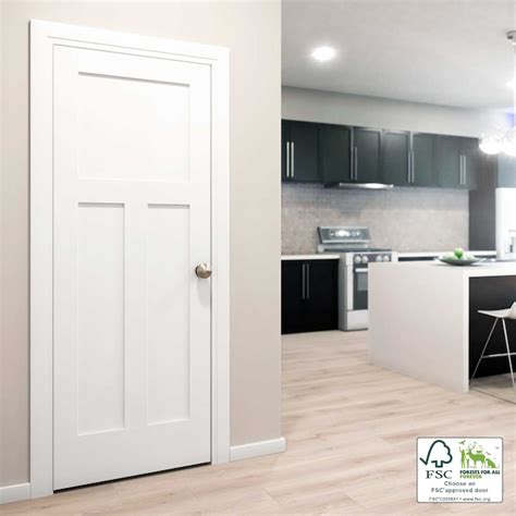 Eightdoors Shaker 36 In X 80 In Primed White 3 Panel Square Smooth