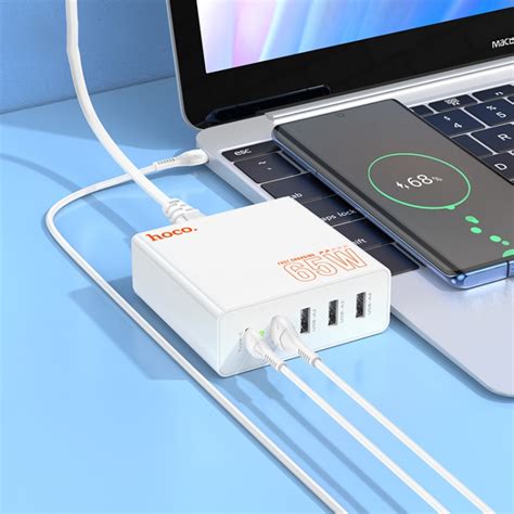 Hoco C114a Vision Pd 65w Usb C Type C 4 Usb 5포트 고속 충전기 플러그 유형eu 플러그흰색