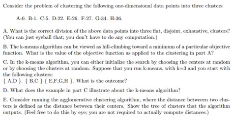 Solved Consider The Problem Of Clustering The Following