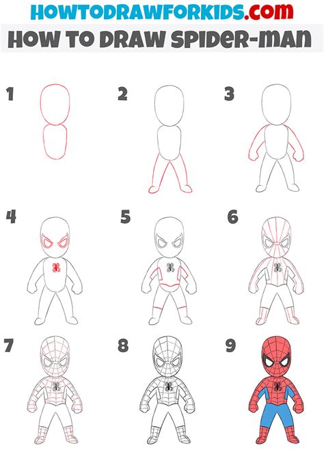How To Draw Spiderman Step By Step Full Body Spider Man Drawing A