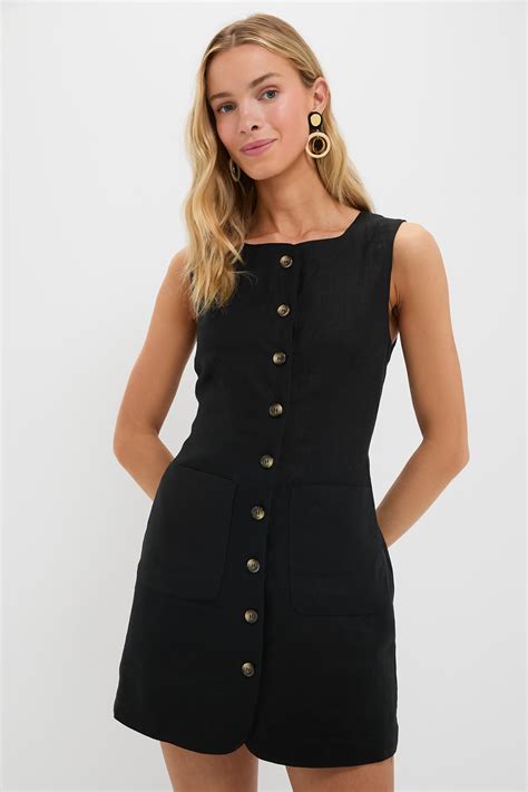 Black Emma Button Down Mini Dress Posse