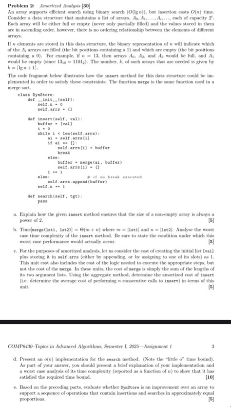 Solved Problem 2 Amortized Analysis [30]an Array Supports
