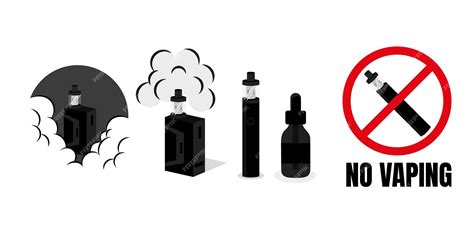 전자 담배 격리 된 요소 Vaping Vape 금연 없음 Vaping 금지 아이콘 프리미엄 벡터