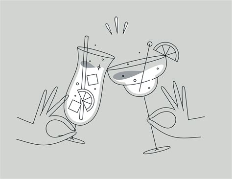 Hand Holding Pina Colada And Margarita Cocktails Clinking Glasses