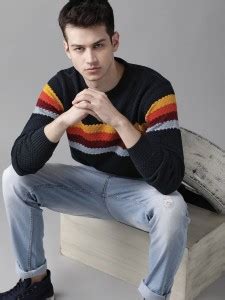 Roadster Striped Round Neck Casual Men Multicolor Sweater Buy Roadster Striped Round Neck